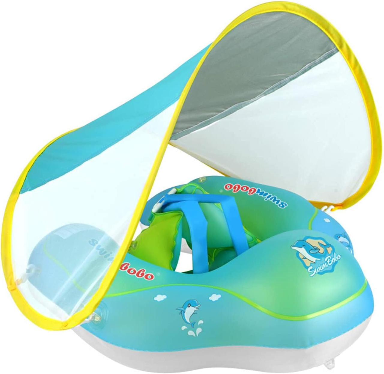 Baby Swimming Float with Inflatable Canopy Infant Floating Ring - Buy ...