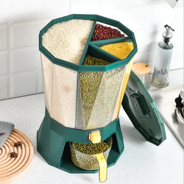 Multi-Grain Grid Rotating Rice Bucket Sealing Flour Rice Storage Tank ...