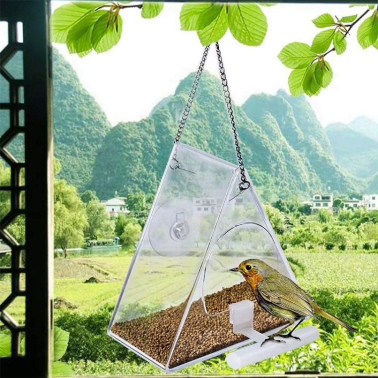Acrylic Bird Cage Transparent Pet Box Triangle Bird Feeder - Buy Online ...