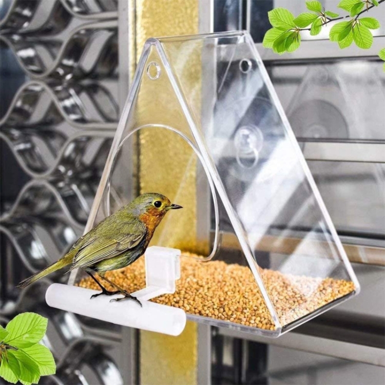 Acrylic Bird Cage Transparent Pet Box Triangle Bird Feeder - Buy Online ...