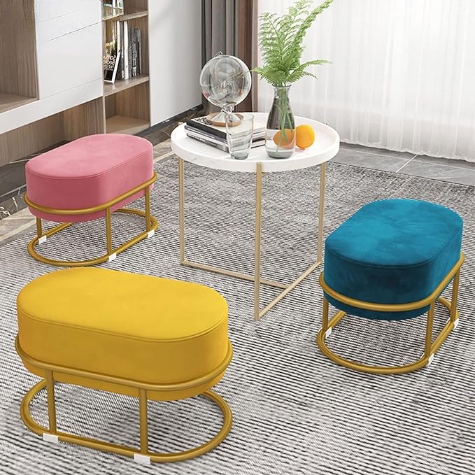 Modern Velvet Accent Stool with Gold Metal Legs - Buy Online at Best ...