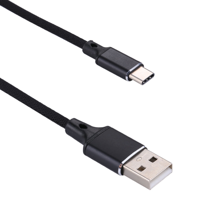 1m 2A Output USB to USB-C / Type-C Nylon Weave Style Data Sync Charging ...