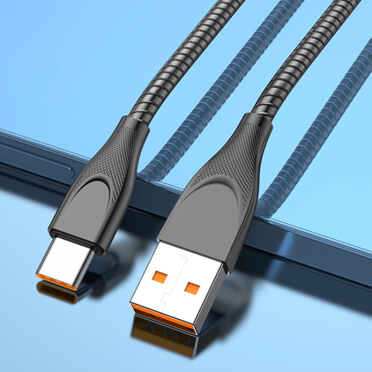 ADC-009 USB to USB-C / Type-C Zinc Alloy Hose Fast Charging Data Cable ...