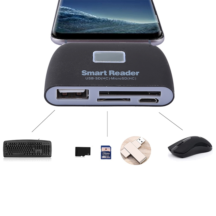 Micro SD + SD + USB 2.0 + Micro USB Port to Micro USB OTG Smart Card ...
