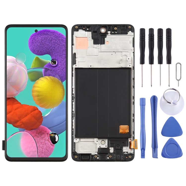 Original Super AMOLED Material LCD Screen and Digitizer Full Assembly with Frame for Galaxy A51 ...