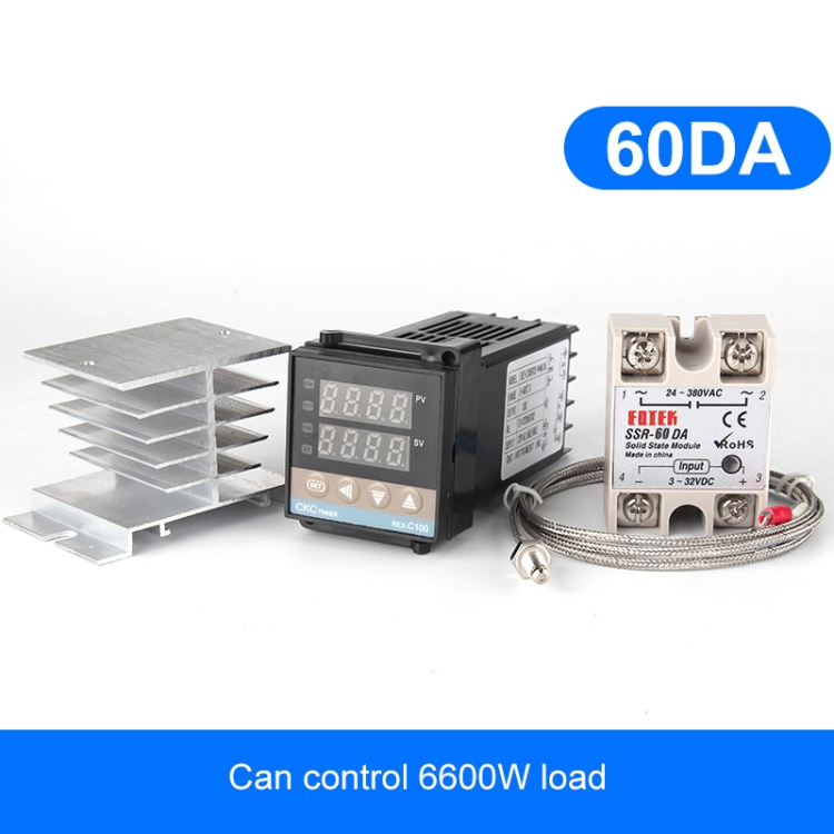 6600W REX-C100 Thermostat + Heat Sink + Thermocouple + SSR-60 DA Solid ...