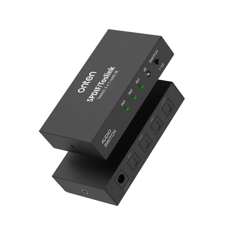 Onten 37507 Digital Optical Audio 3 In 1 Out Switcher Speaker Connector ...