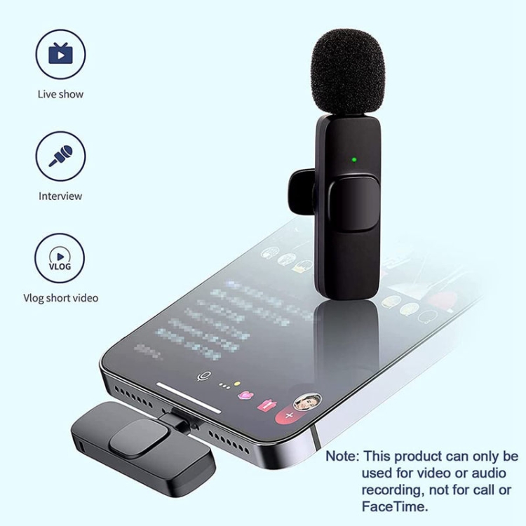 K9 Wireless Clip-on Auto-Sync Noise Cancelling Live Mini Microphone ...