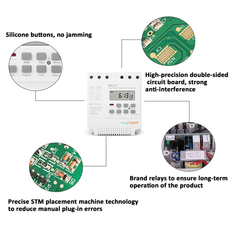 SINOTIMER TM613 380V 16A Three-Phase Programmable Time Switch With ...