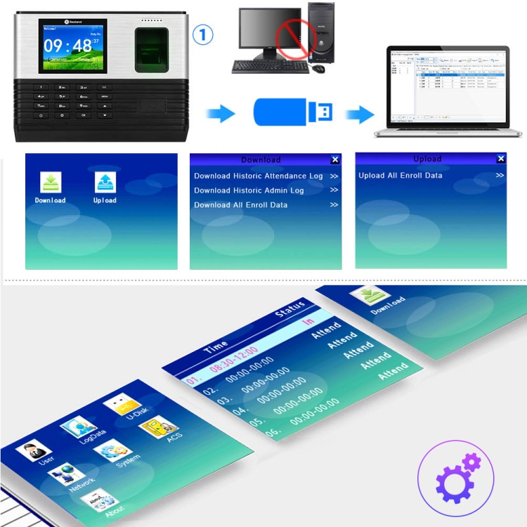 Realand AL355 Fingerprint Time Attendance with 2.8 inch Color Screen ...