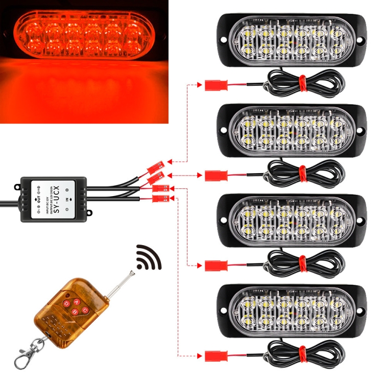 DC12V-24V / 18W 4 in 1 Front Grille Emergency Strobe Flash Warning ...