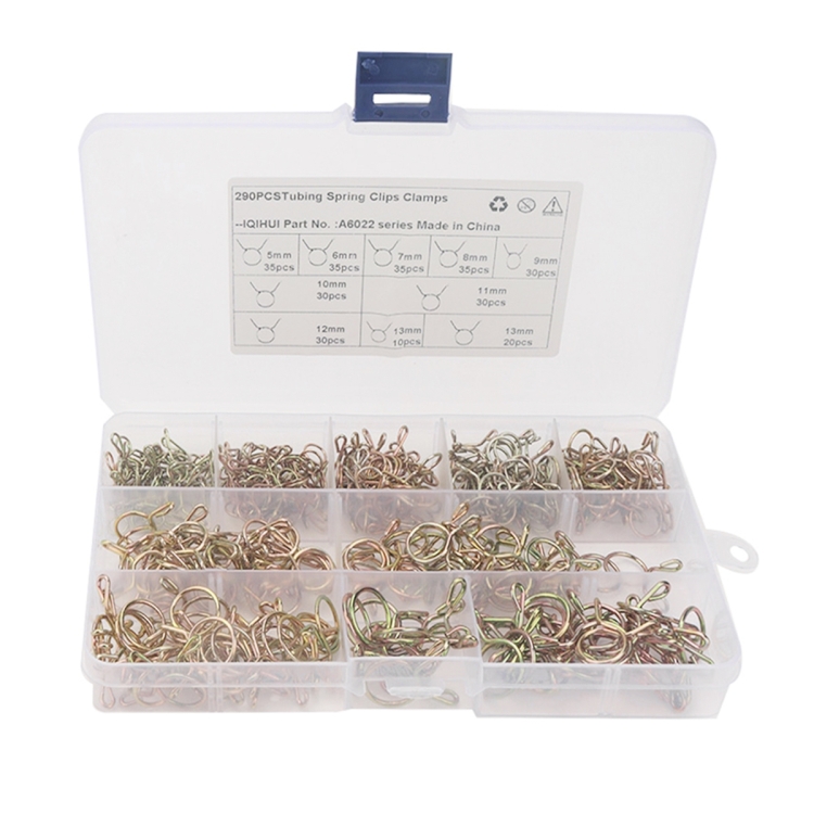 A6022 290 in 1 Galvanized Tubing Spring Clips Clamps Steel Wire Circlip ...