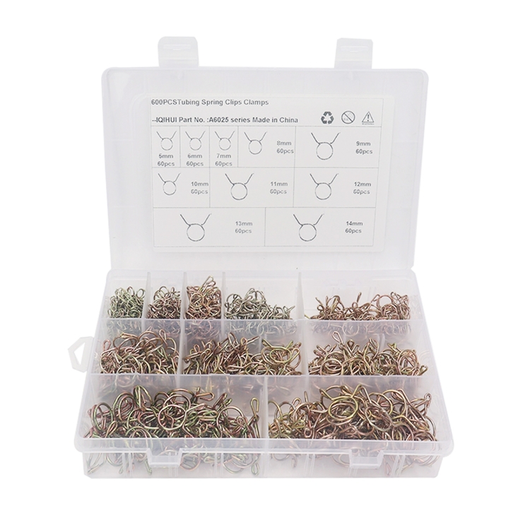 A6025 600 in 1 Galvanized Tubing Spring Clips Clamps Steel Wire Circlip ...