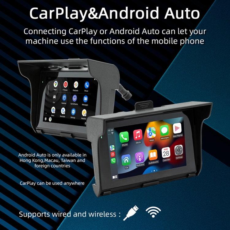 B5350 Motorcycles Portable MP5 Waterproof IP65 5 inch Wireless Carplay ...