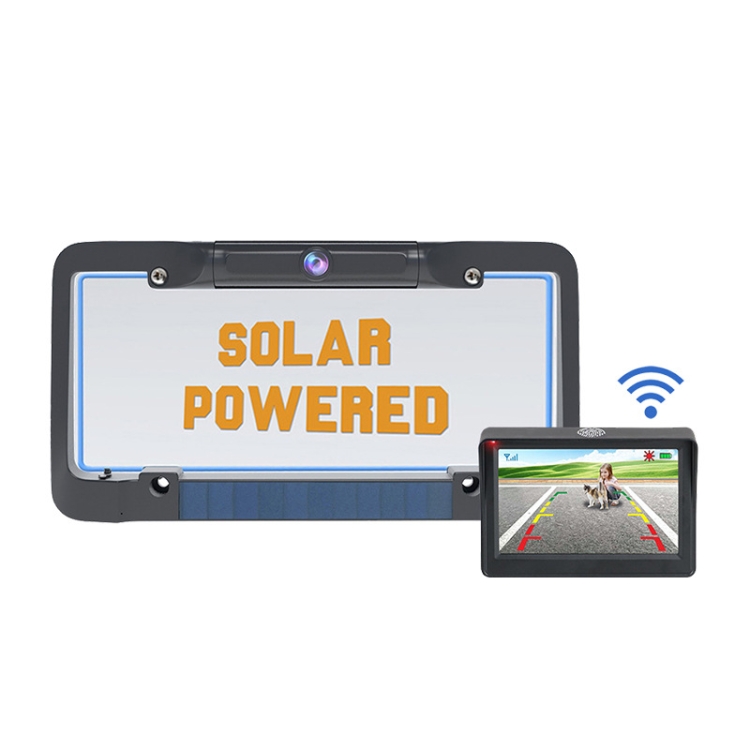 Solar License Plate Frame Wireless Transmission Reversing Camera ...
