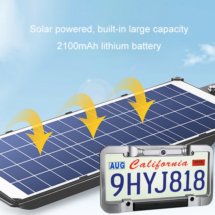 Solar License Plate Frame Wireless Transmission Reversing Camera ...