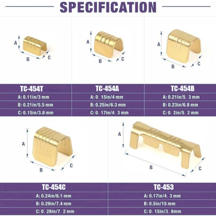 500pcs /Box 5 Specifications Of Gold Brass Quick Crimping Buckle U ...