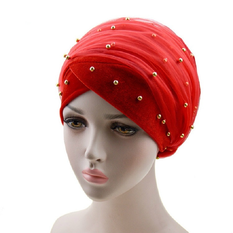 Velvet Rivets Mesh Turban Hat Wrap Hat - Buy Online at Best Price in ...
