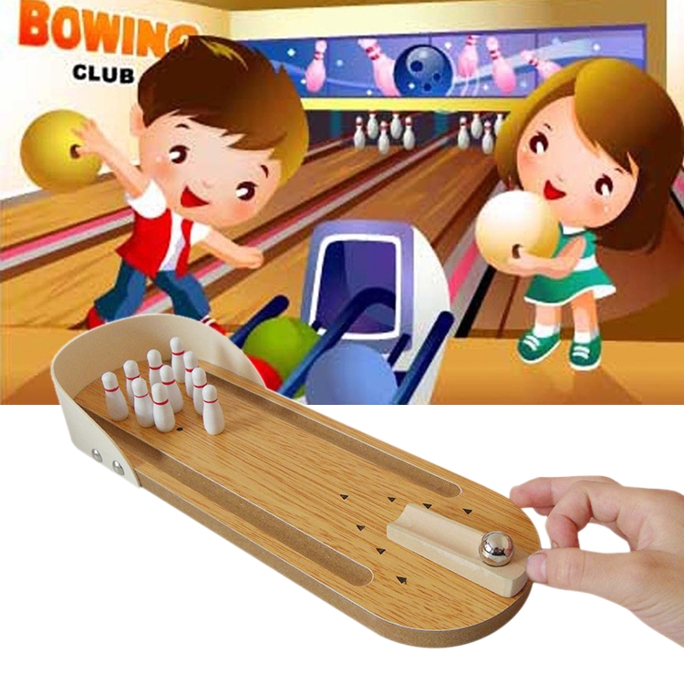 Tabletop Classic Desk Ball Toy Wooden Mini Bowling Game for Children ...