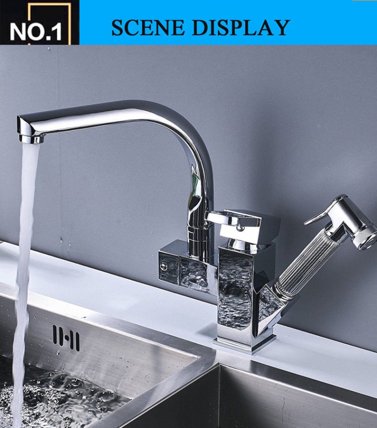 Kitchen Faucet Mixer Tap Single Handle Two Swivel Spouts Hot Cold Water ...