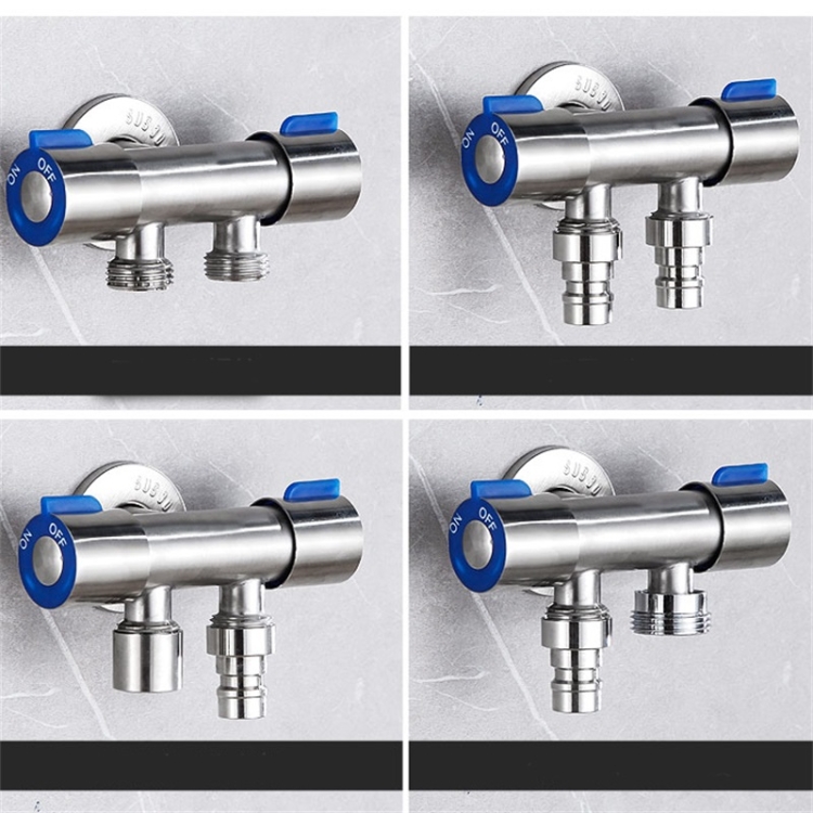 Stainless Steel One-In-Two-Out Multi-Function Three-Way Valve Faucet ...