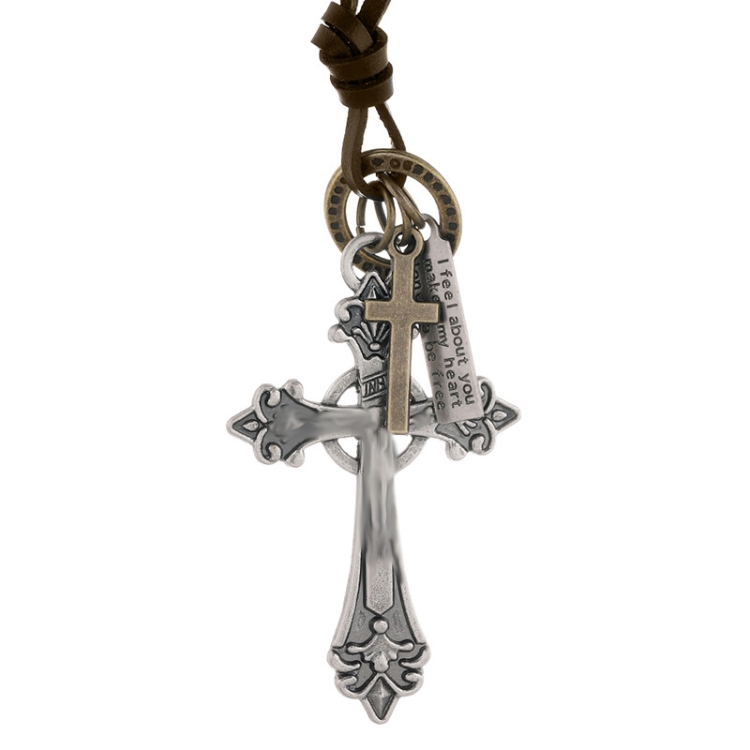 Vintage Long Cross Necklace Drawstring Adjustable Personalized Sweater ...