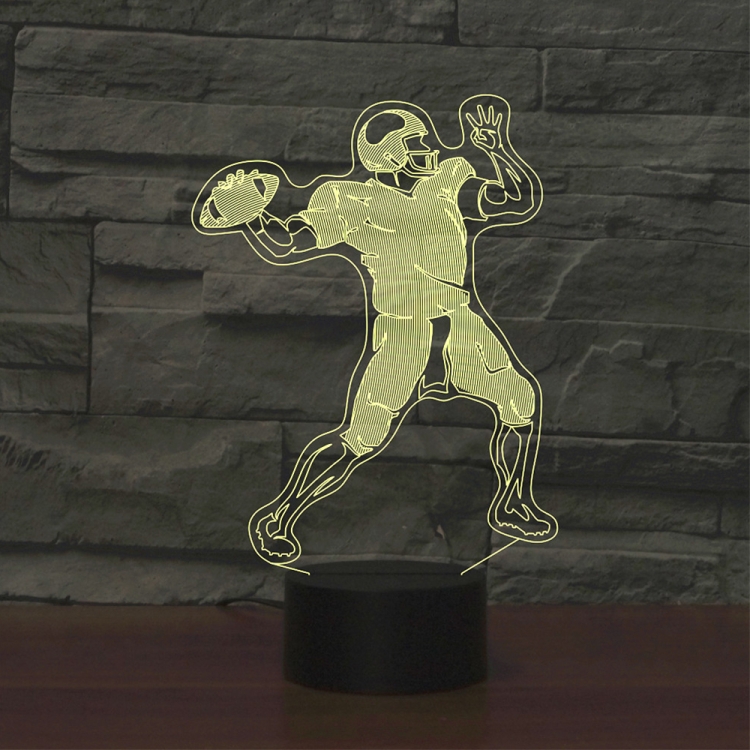 Rugby Quarterback Shape 3D Colorful LED Vision Light Table Lamp ...