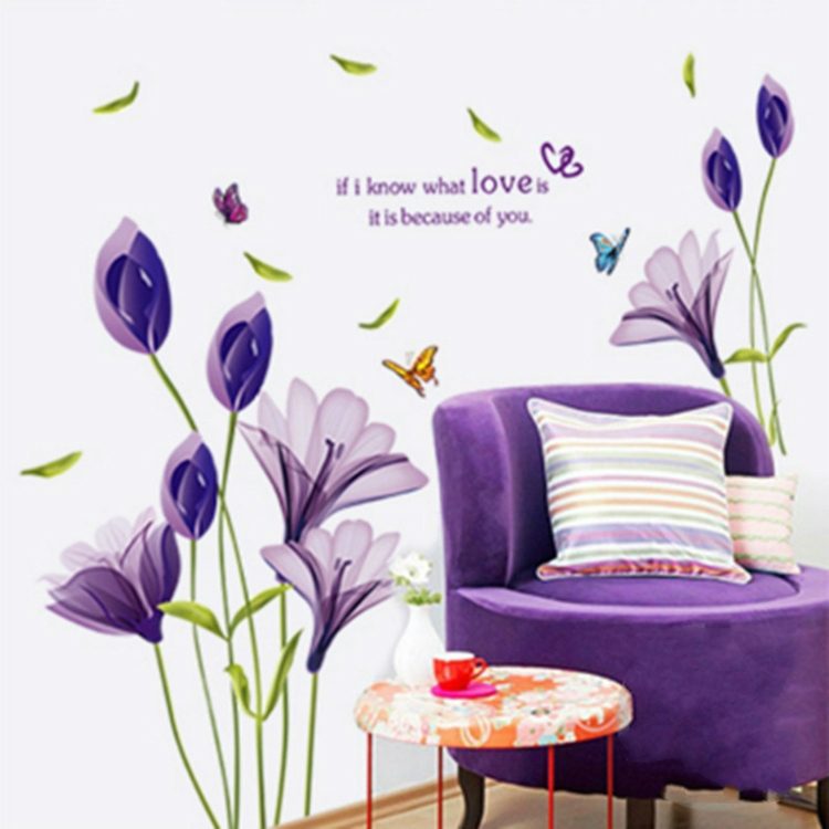Home Decor DIY Purple Lily Flower Posters Living Room Decorative Wall ...