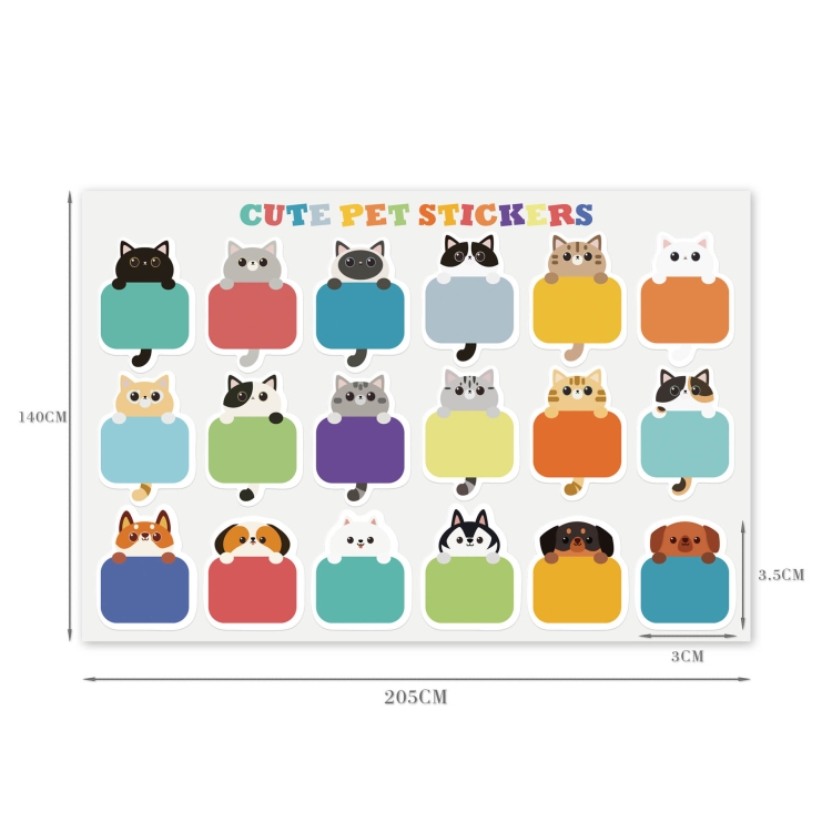 12 PCS Cute Cat Name Stickers Waterproof Children Stationery Stickers ...