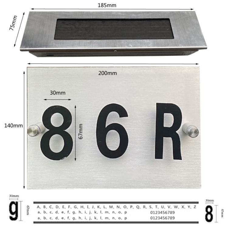 Stainless Steel Solar House Number Wall Light LED Address Indication ...