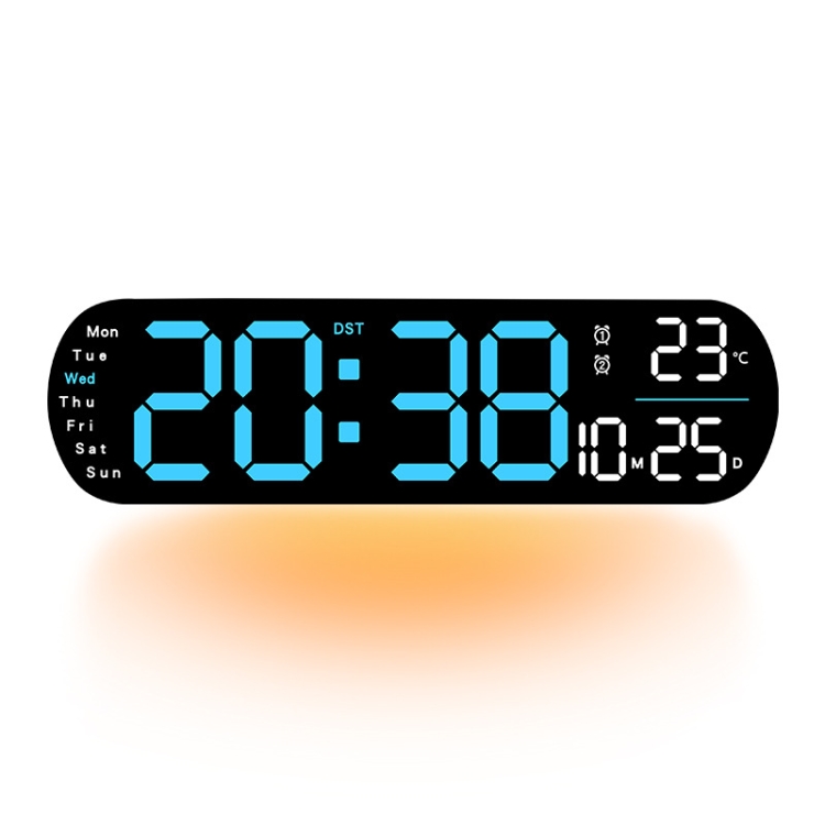 Remote Control Digital Display Atmosphere Light Wall Clock Living Room ...