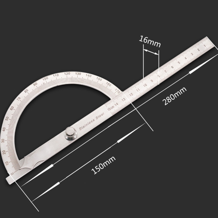 0-180 Degree Stainless Steel Protractor Angle Finder with 0-150mm Arm ...