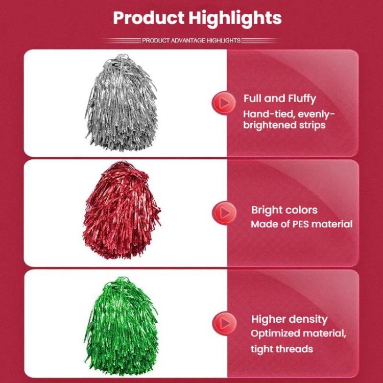3pcs Shining Metallic Foil Cheerleader Pompoms With Finger Ring ...