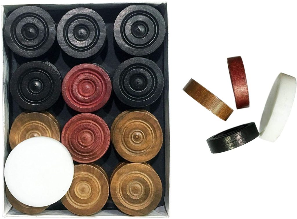 Wooden Carrom Coins with Striker, 6 mm Thickness, 24 Coins+ 1 Striker ...